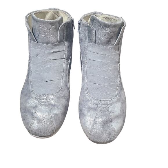 Puma | Shoes | Puma Eskiva Mid Metallic Silver Leather Sneakers Womens ...